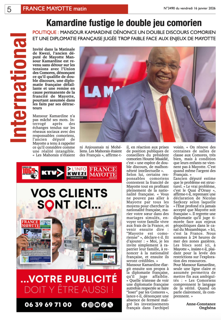 Votre France Mayotte Matin Vient De Paraître - L'info Kwezi